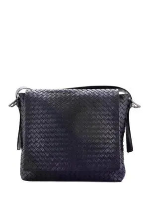 Bottega Veneta Square Flap Messenger Bag Intrecciato Nappa Medium Crossbody Bag - Black