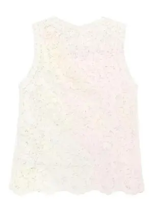 SEMICOUTURE Guipure-lace Sleeveless Top - Neutrals