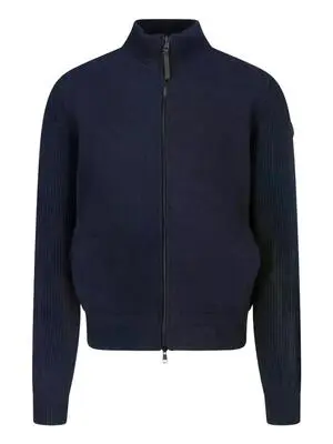 Moncler Wool & Cashmere Zip-up Cardigan - Blue