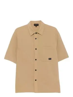 Emporio Armani Logo-plaque Short-sleeve Shirt - Neutrals