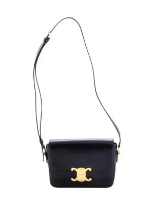 Celine Triomphe Shoulder Bag Smooth Calfskin Teen Crossbody Bag - Black