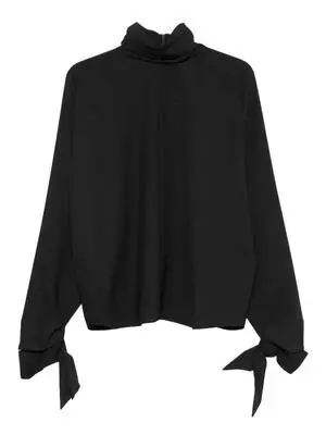 Emporio Armani High-neck Tie Cuff Blouse - Black