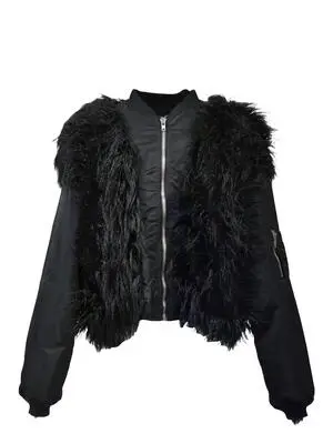 FILTH Faux-fur Trim Bomber Jacket - Black