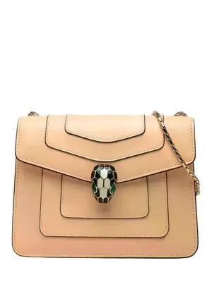 BVLGARI 2000-2026 Small Leather Square Serpenti Forever Chain Crossbody Bag - Neutrals
