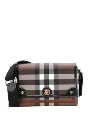 Burberry Note Check Canvas And Leather Medium Crossbody Bag - Black