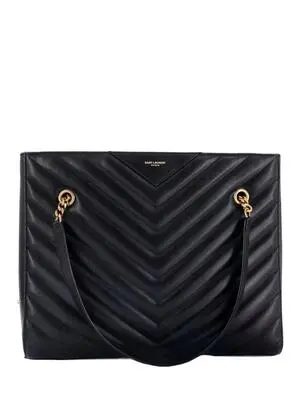 Saint Laurent Tribeca Shopping Matelasse Chevron Leather Medium Tote Bag - Black