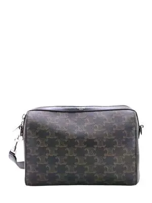 Celine Triomphe Coated Canvas Mini Boston Travel Bag - Black