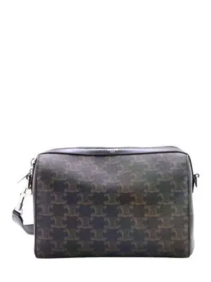 Celine Triomphe Coated Canvas Mini Boston Travel Bag - Black