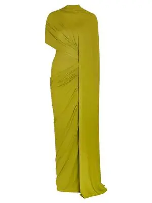 DEME Daphne Draped Asymmetric-design Maxi Dress - Green