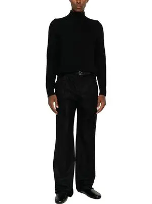 Fedeli Ribbed-knit High-neck Pullover - Black
