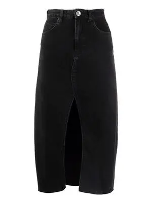 ONETEASPOON Rocko Faded Denim Midi Skirt - Black