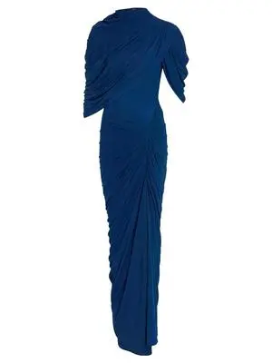 DEME Beth Ruched Draped Maxi Dress - Blue