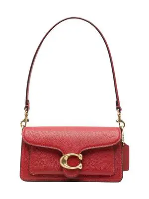 COACH Logo-plaque Pebbled-leather Shoulder Bag - Red