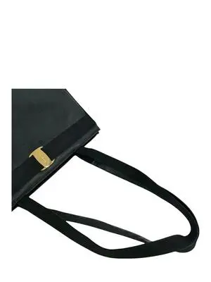 FERRAGAMO 2010-2026 Lizard Embossed Leather Vara Tote Bag - Black