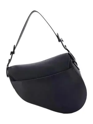 Dior Ultra Matte Saddle Handbag Leather Medium Shoulder Bag - Black
