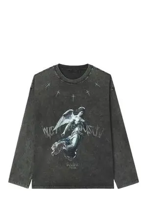 FIVE CM Angel-print Long-sleeved T-shirt - Grey