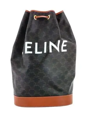 Celine Sailor Triomphe Coated Canvas Medium Bucket Bag - Brown