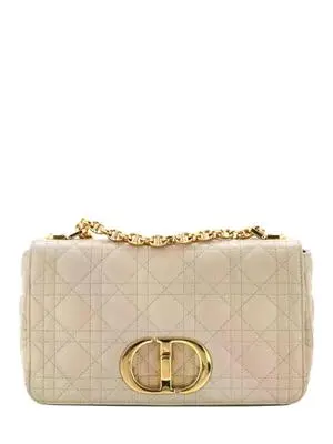 Dior Caro Bag Cannage Quilt Calfskin Shoulder Bag - Neutrals