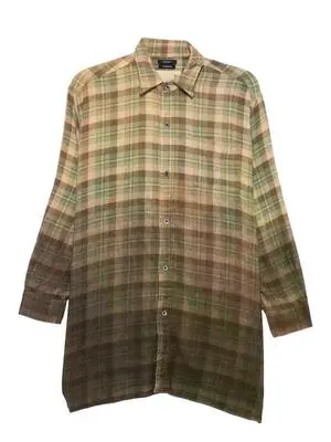R13 Check-print Distressed-effect Shirt - Brown