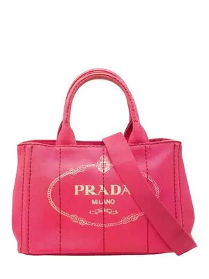 Prada 2013-2026 Small Canvas Canapa Logo Tote Satchel - Pink