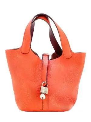 Hermès Clat Picotin Lock Bag Clemence Pm Tote Bag - Orange
