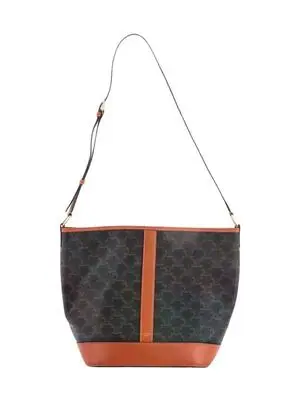 Celine Triomphe Coated Canvas Medium Bucket Bag - Brown