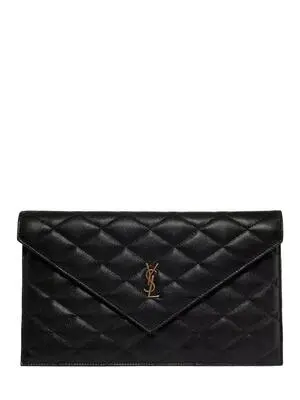 Saint Laurent Paris Pouch In Grain-de-poudre Leather - Black