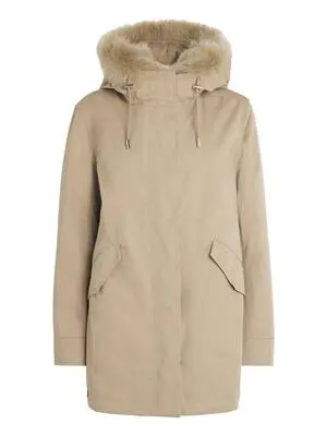 YVES SALOMON Down Fur-trim Technical Parka Coat - Beige