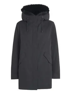 YVES SALOMON Down Fur-trim Technical Parka Coat - Black