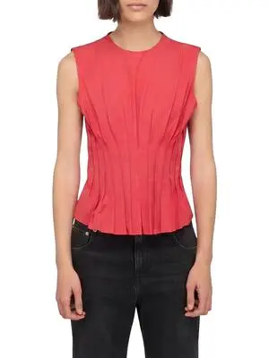 SEMICOUTURE Sleeveless Pleated Top - Red