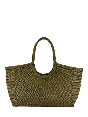 Dragon Diffusion Dragon Diffusion Nantucket Woven Leather Shoulder Bag Green