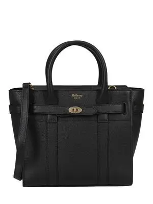 Mulberry Bayswater Mini Zipped Tote Bag In Calf Leather With Shoulder Strap - Black