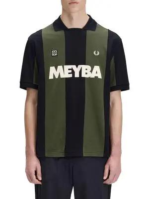 Fred Perry Striped Cotton Rugby Polo Shirt With Contrasting Embroidered Logo - Black