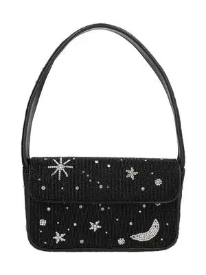 Staud Starry Night Crystal Shoulder Bag With Top Handle - Black
