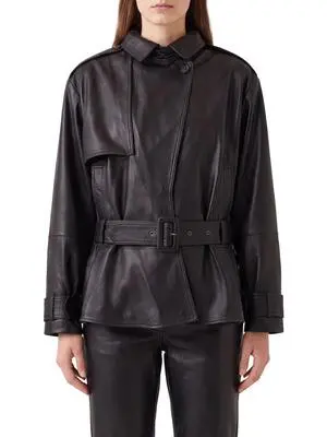 ROTATE BY BIRGER CHRISTENSEN Leather Belted Jacket - Brown