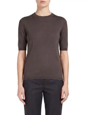 Max Mara Short-sleeved Silk And Cashmere Knit Top - Green