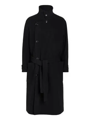 LEMAIRE Belted Wool Wrap Coat - Black