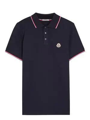 Moncler Logo-appliquéd Piqué Cotton Polo Shirt - Blue
