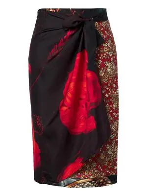 Dries Van Noten Printed Silk Wrap Skirt - Multicoloured
