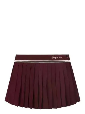 SPORTY & RICH Abigail Pleated Logo-print Mini Skirt - Red