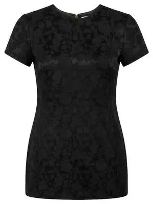 Saint Laurent Floral-jacquard Silk Dress - Black