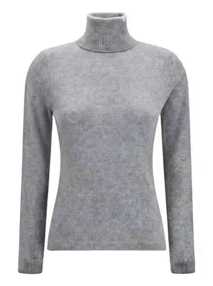 ALLUDE Allude Grey Cashmere Roll Neck Sweater Grey