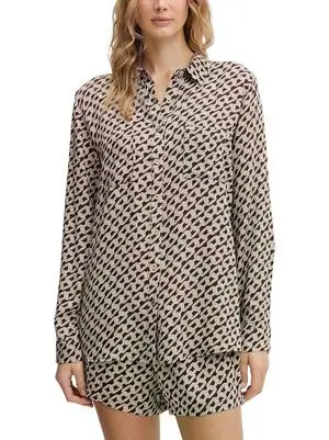 Melissa Odabash Millie Chain-print Button-up Shirt - Brown