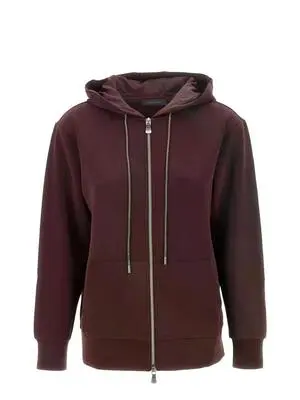 ELENA MIRÒ Rhinestone Embellished Drawstring Zip-up Hoodie - Red