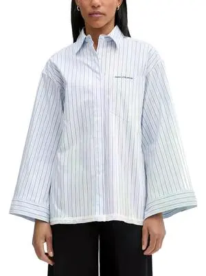 ISABELLE BLANCHE Lace-trim Striped Shirt - White