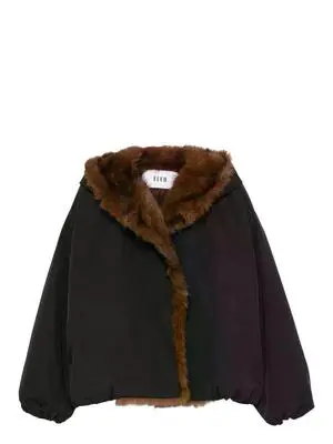 ELEH Faux-fur Trim Hooded Jacket - Black