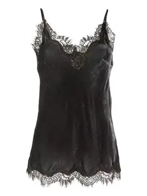 Gold Hawk Lace-trim Camisole Top - Grey