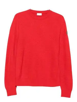 Moncler Waffle-knit Logo-patch Sweater - Red