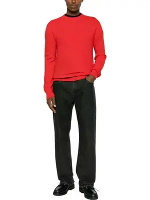 Moncler Waffle-knit Logo Patch Sweater - Red