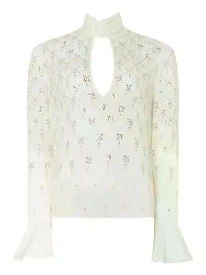 TEMPERLEY LONDON Gallantry Crystal-embellished Blouse - Neutrals